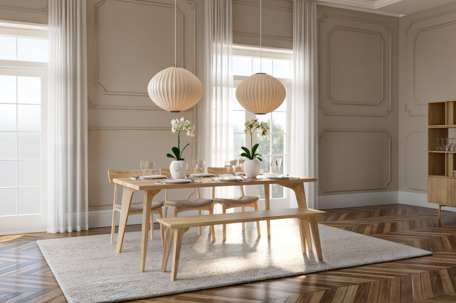 Ella Walnut Handcrafted Round Dining Table Extendable | S10Home