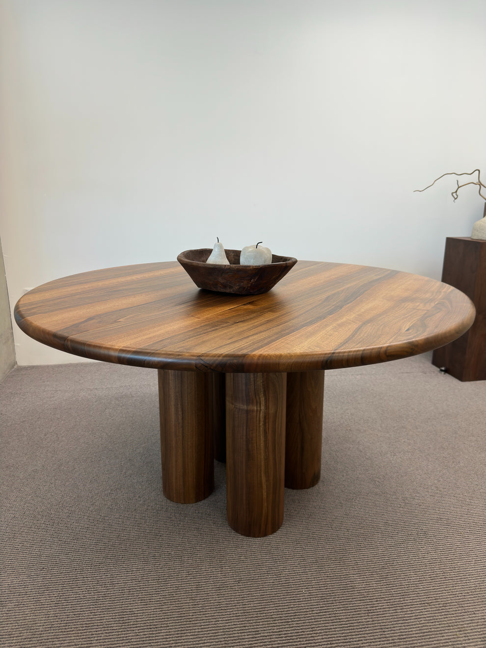 Ella Walnut Handcrafted Round Dining Table Extendable | S10Home